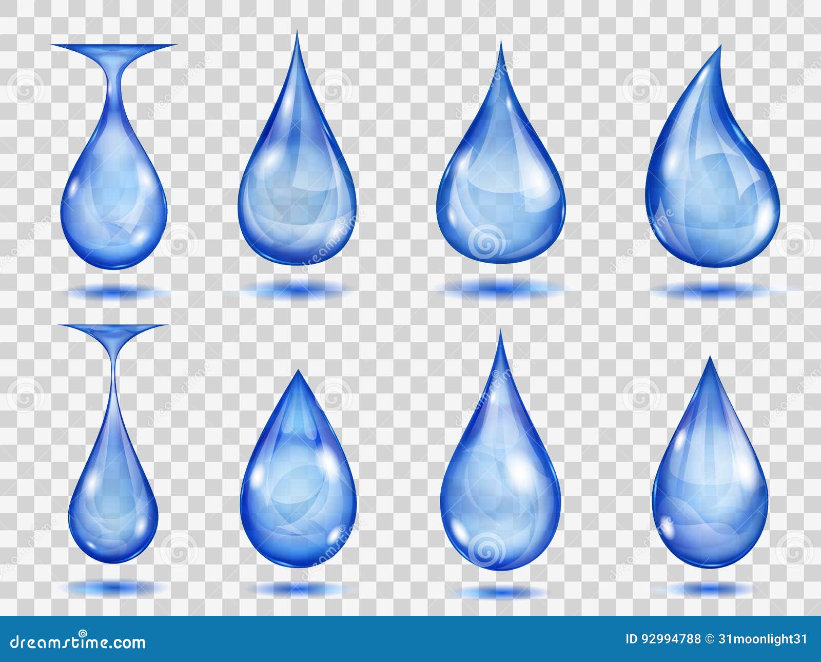 Transparent blue drops stock vector. Illustration of nature - 92994788