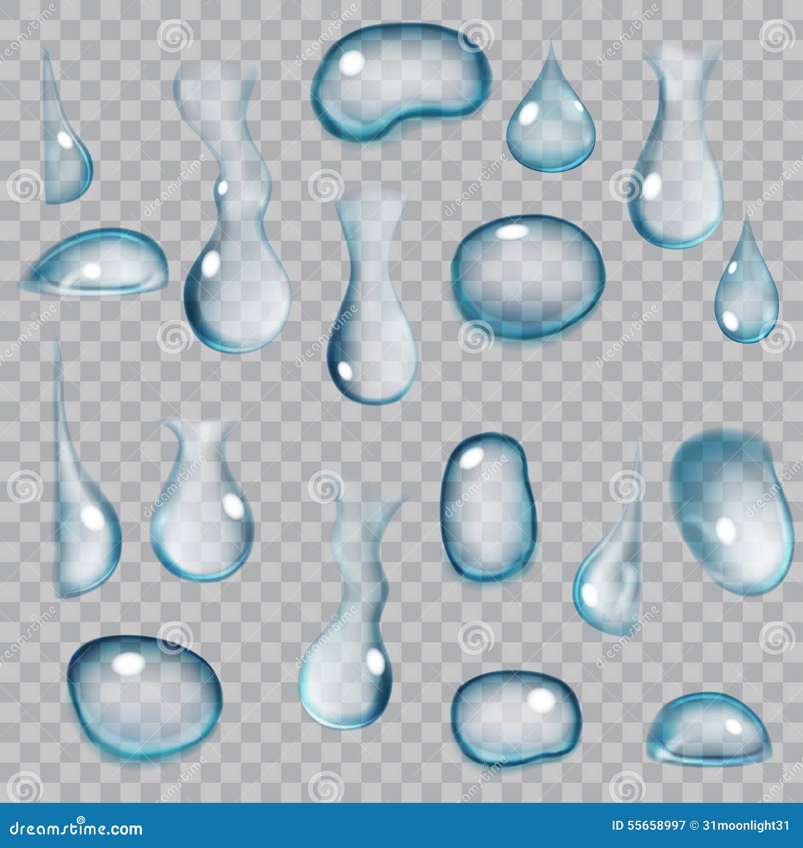 Transparent blue drops stock vector. Illustration of cold - 55658997