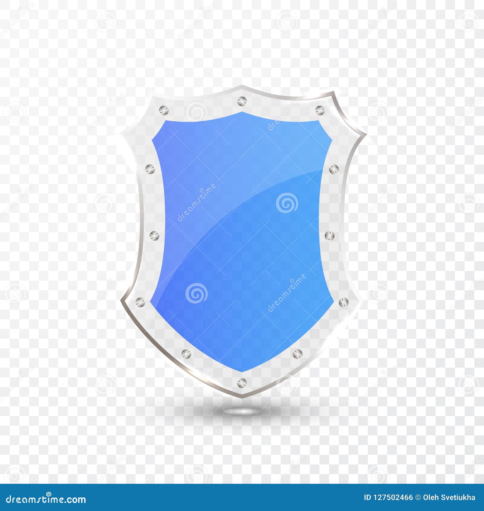 Transparent Blue Glass Shield Icon on Transparent Background. Vector ...
