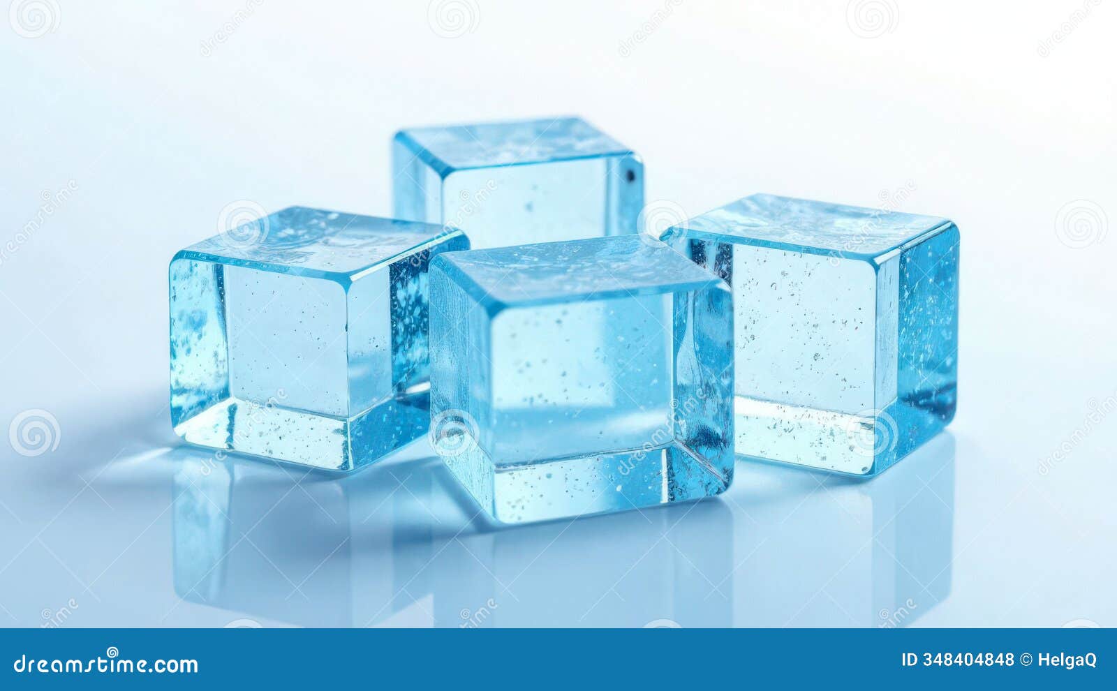 Transparent Blue Ice Cubes with Air Bubbles on Light Background Stock ...