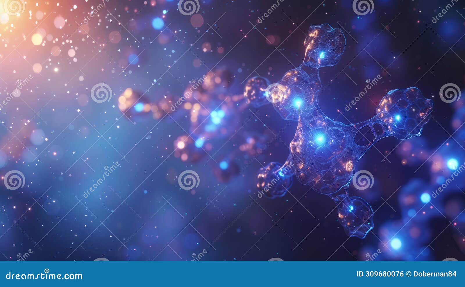 Transparent Blue Molecule Model: Abstract Representation of Molecular ...