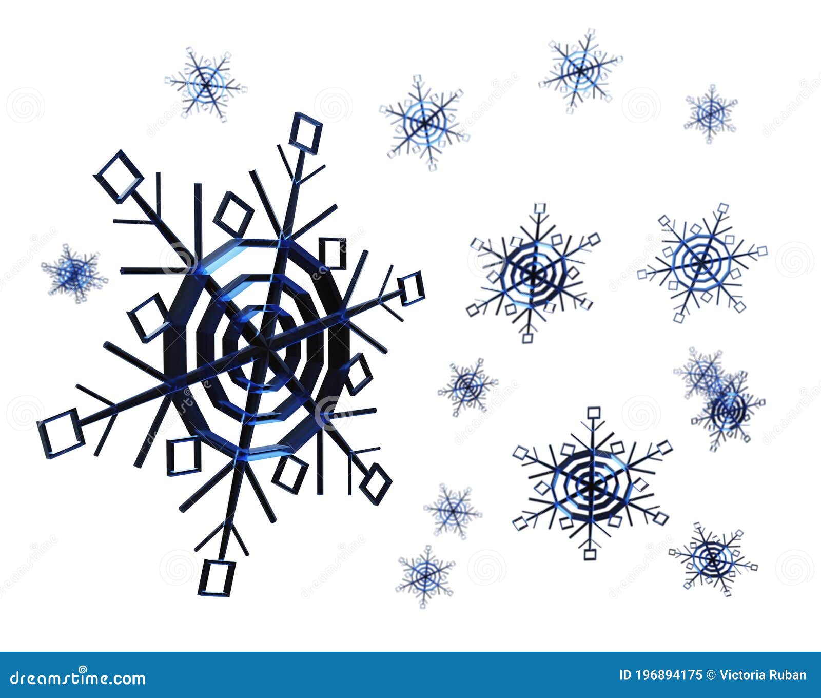 Transparent Blue Polygonal Snowflakes Fly Stock Image - Illustration of ...