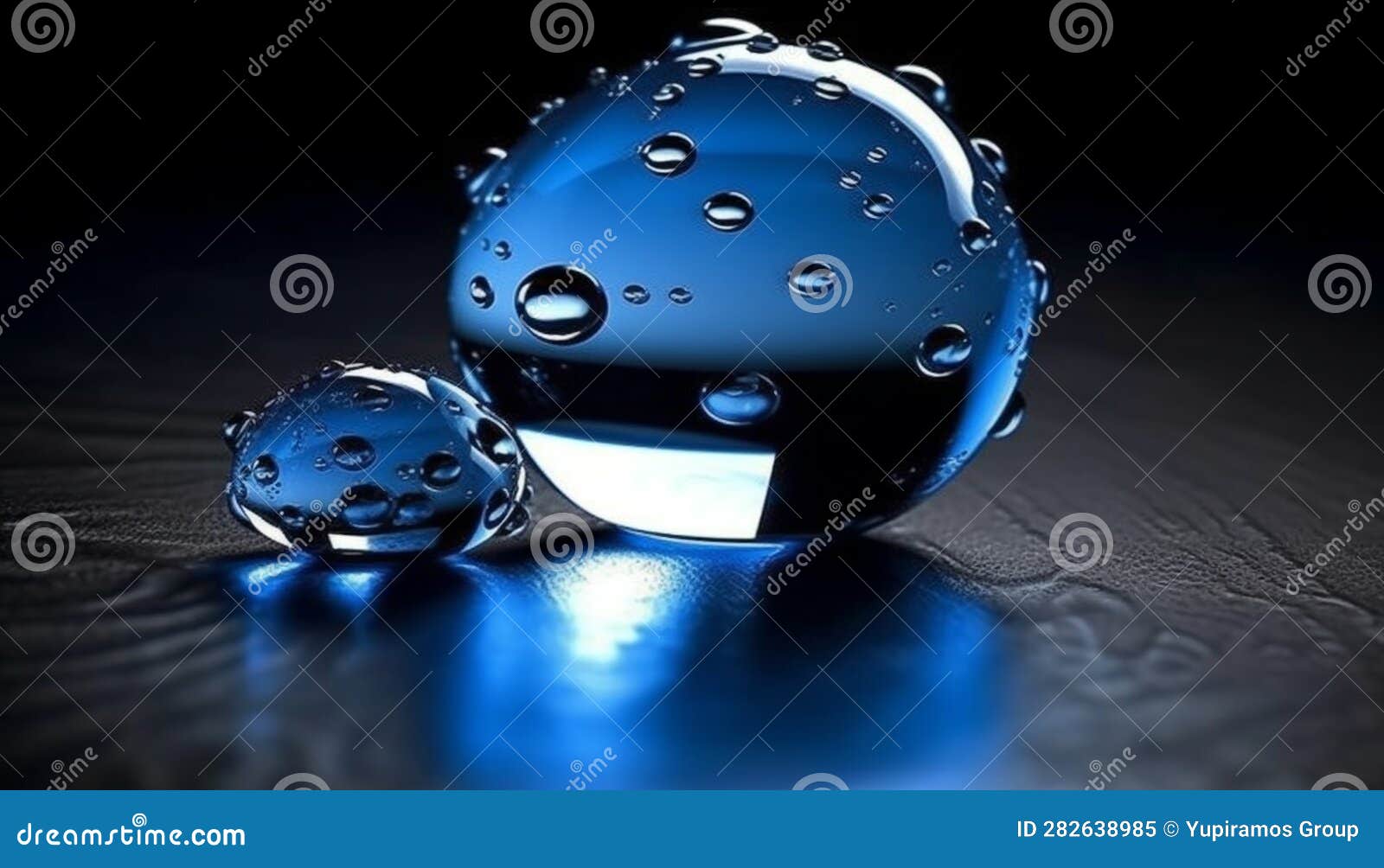 Transparent Blue Sphere Reflects Abstract Nature of Water Drop ...