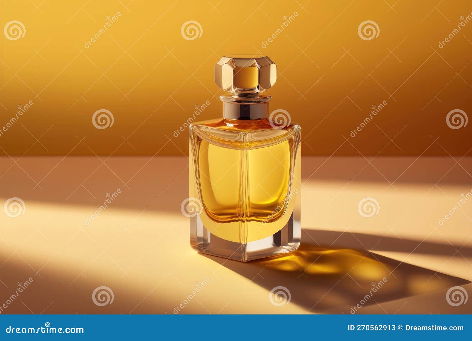 Transparent Bottle of Perfume on a Yellow Background. AI Generation ...