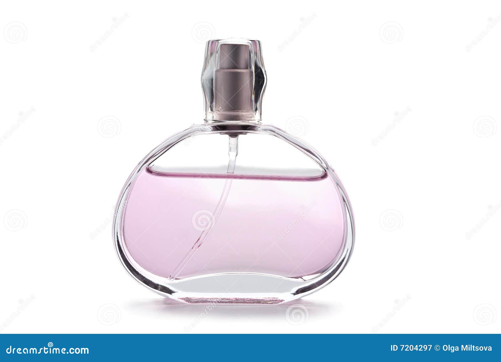 Transparent Bottle of Pink Perfume Isolated Stock Image - Image of ...