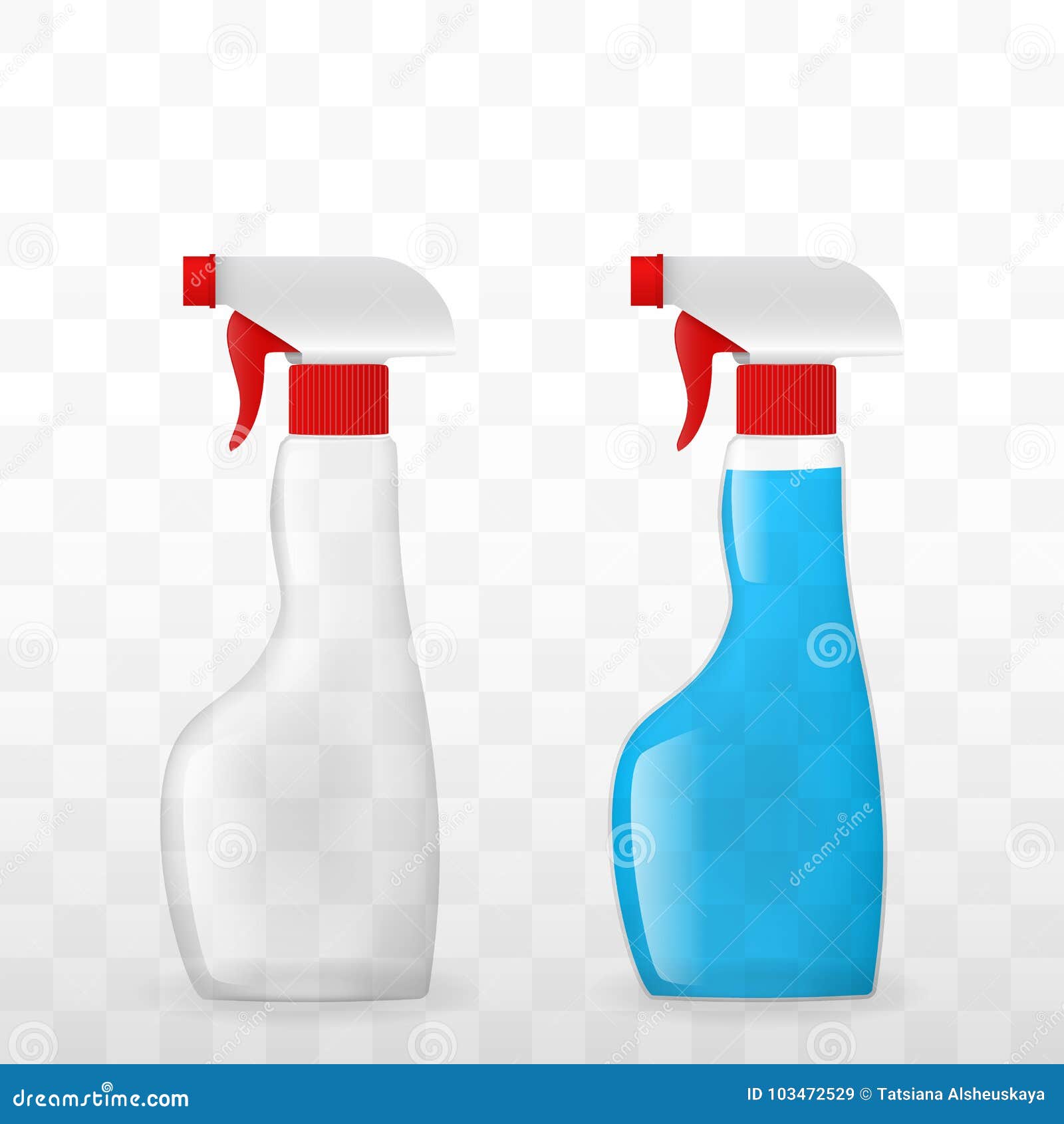 A Transparent Bottle with a Spray Gun: Empty and Full. Stock Vector ...