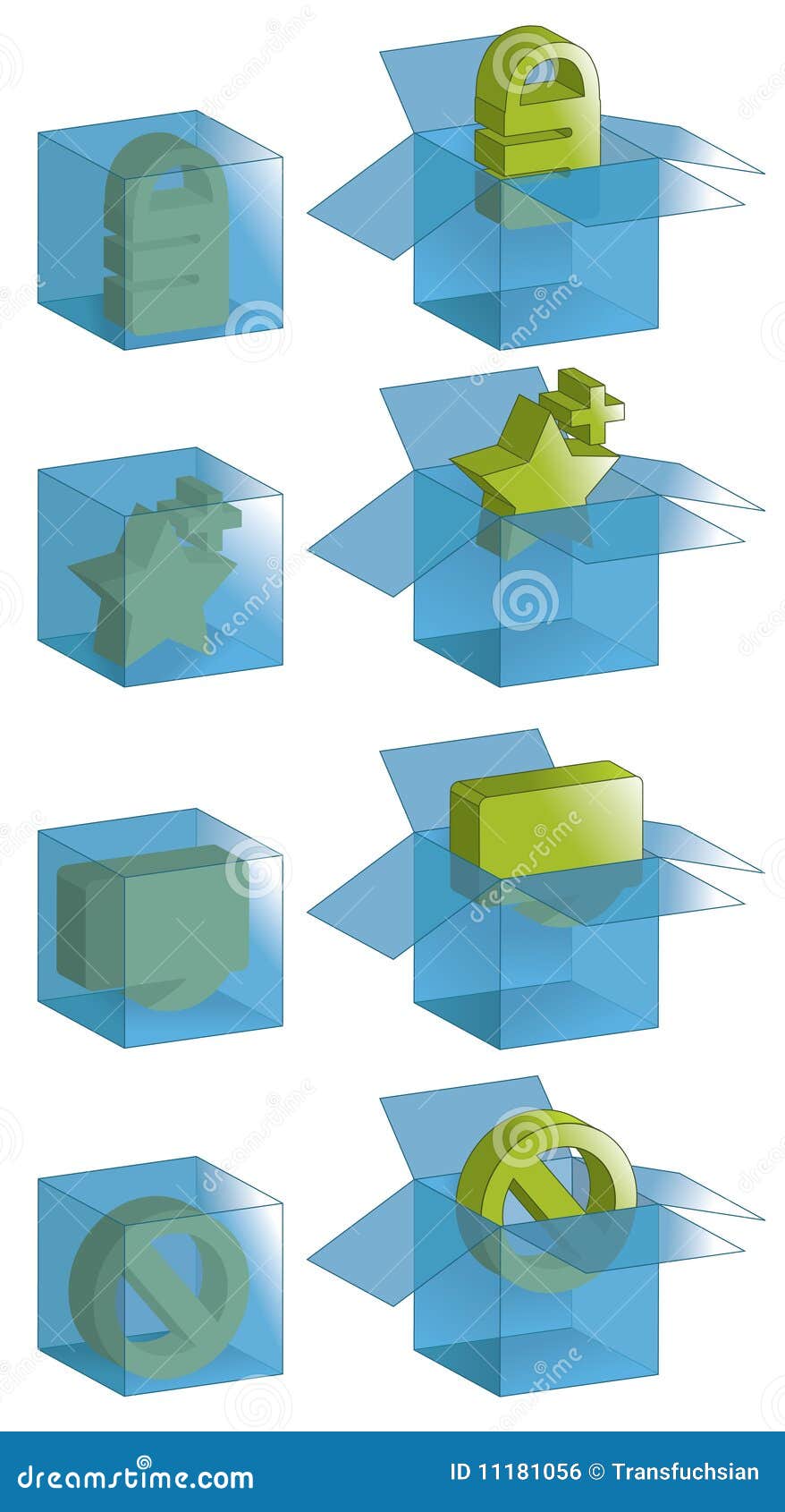 Transparent Boxes with Icons Stock Vector - Illustration of dimensional ...