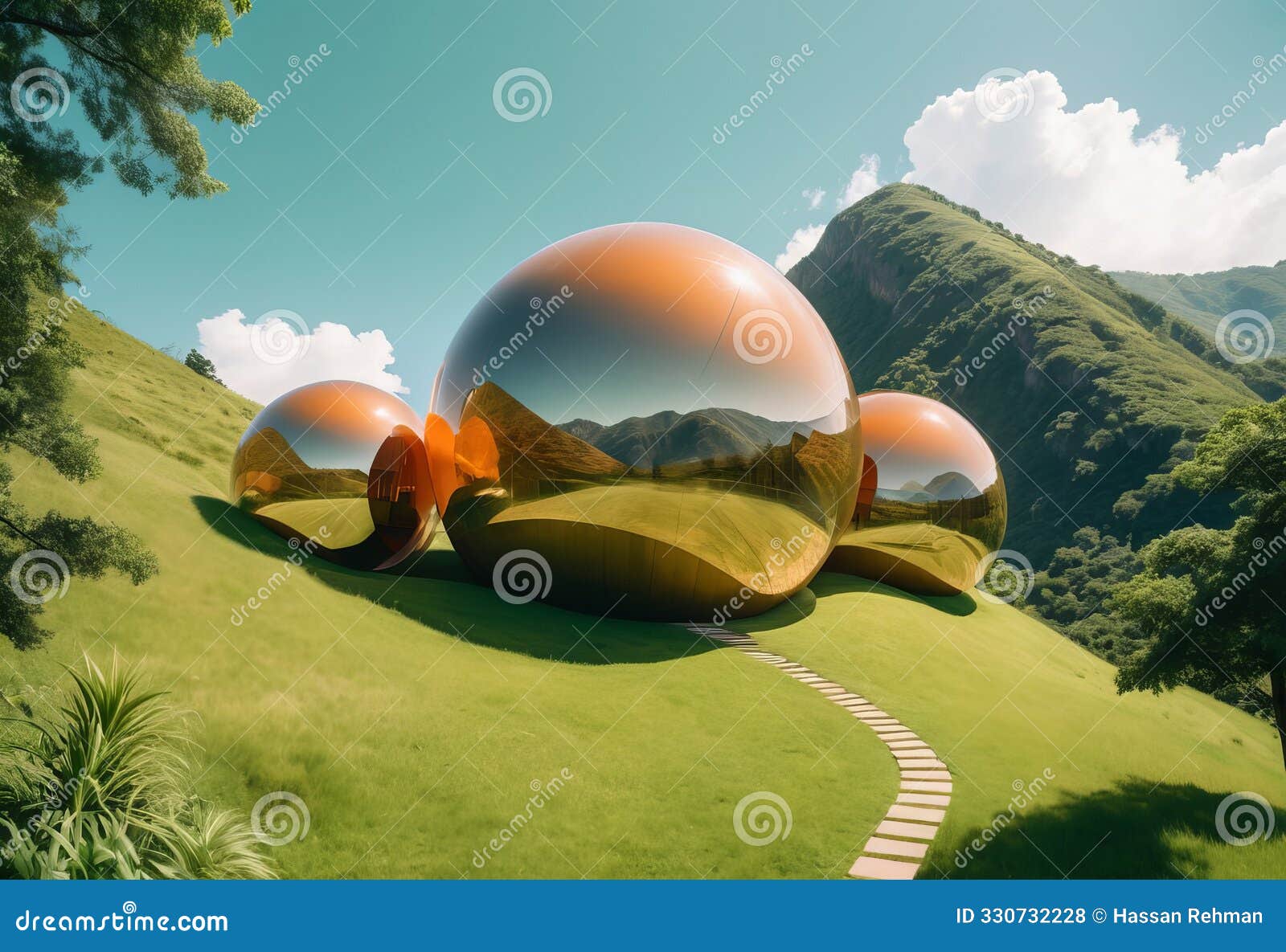 Transparent Bubble-shaped Structures Nestled Stock Illustration - Illustration of aesthetic ...