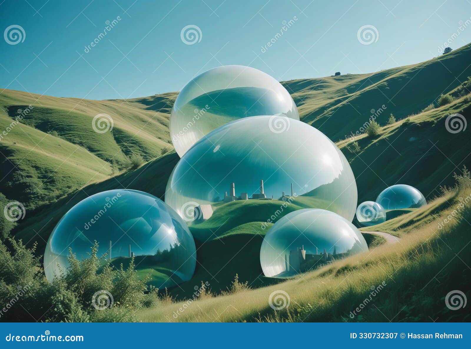Transparent Bubble-shaped Structures Nestled Stock Illustration ...