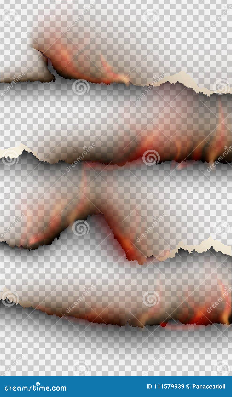 Transparent Burning Templates Torn Paper with Fire Stock Illustration ...