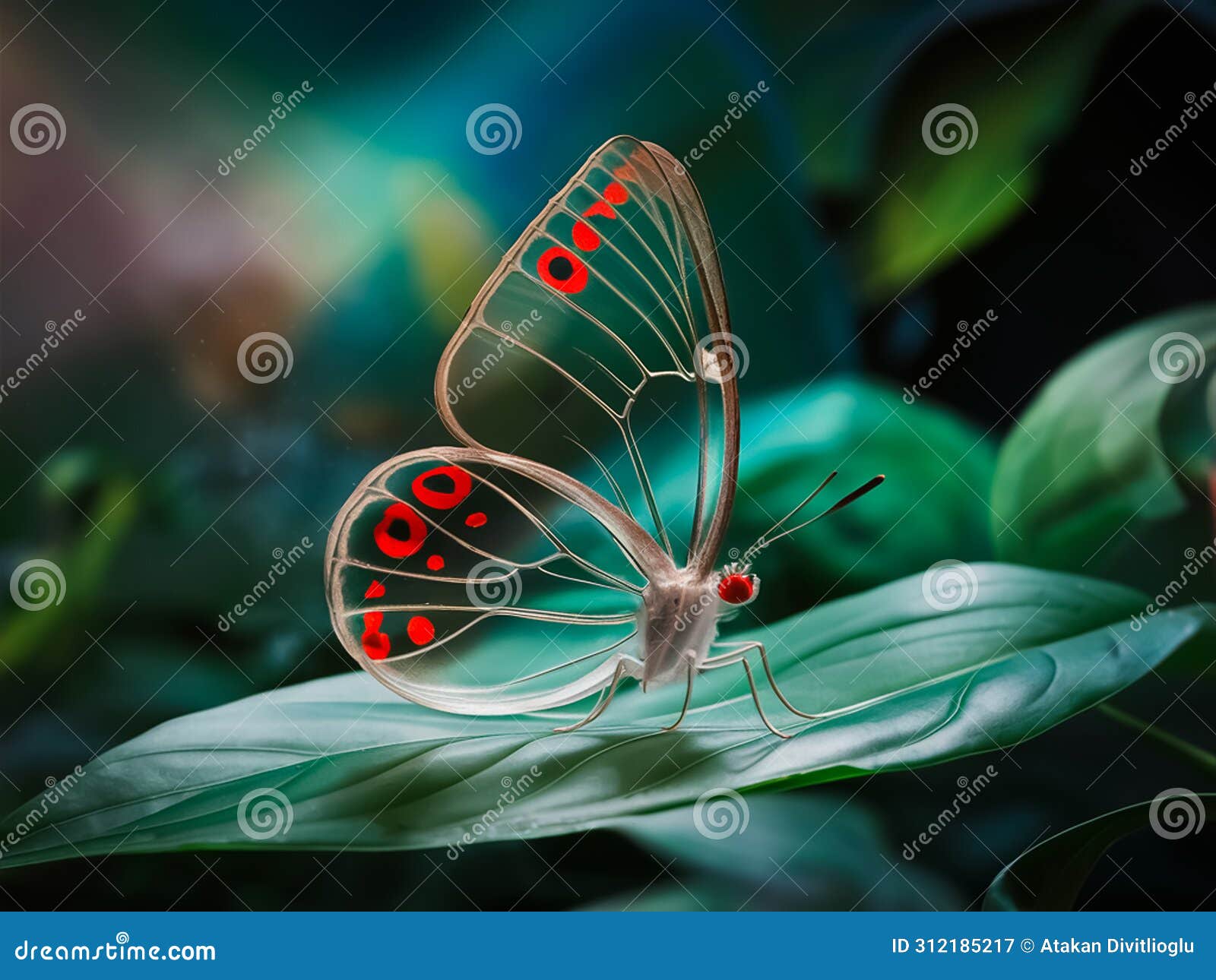 Transparent Butterfly with Red Spots Stock Illustration - Illustration ...