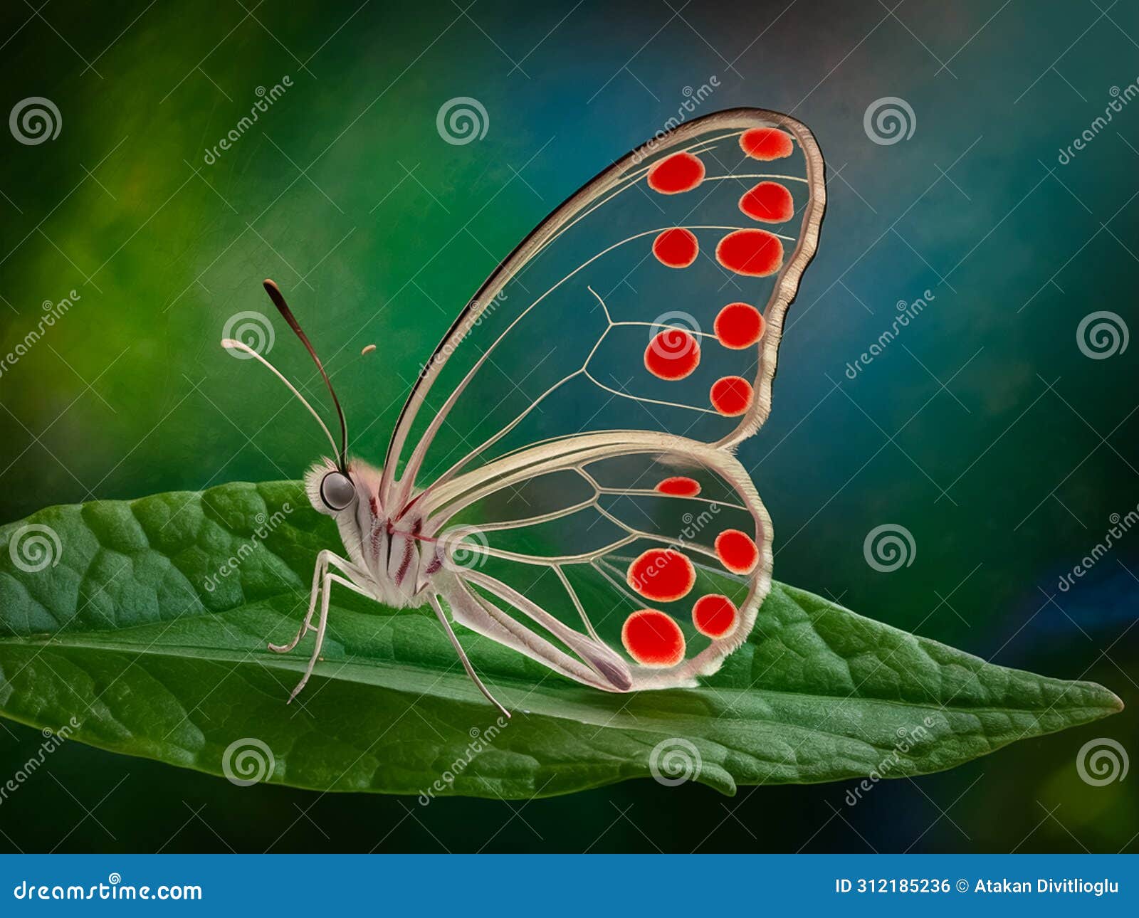 Transparent Butterfly with Red Spots Stock Illustration - Illustration ...