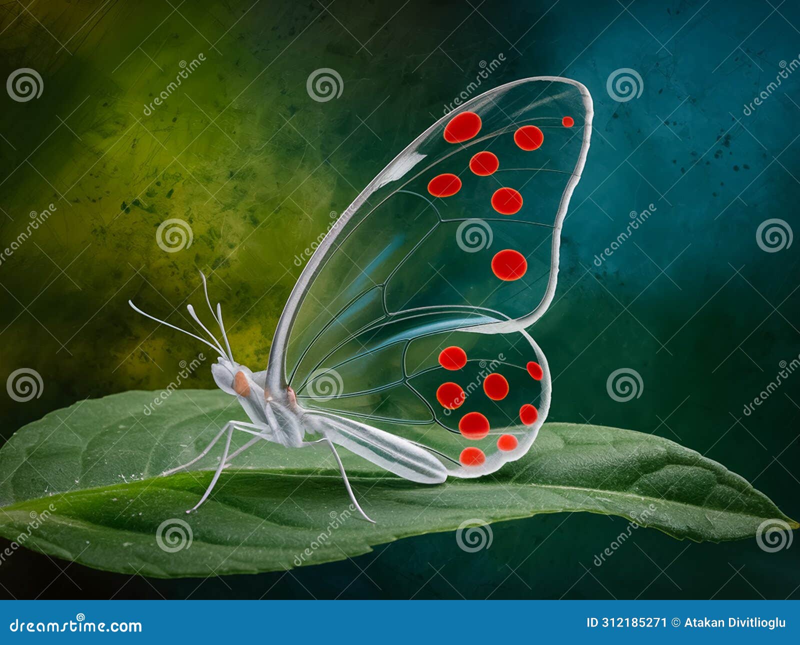 Transparent Butterfly with Red Spots Stock Illustration - Illustration ...