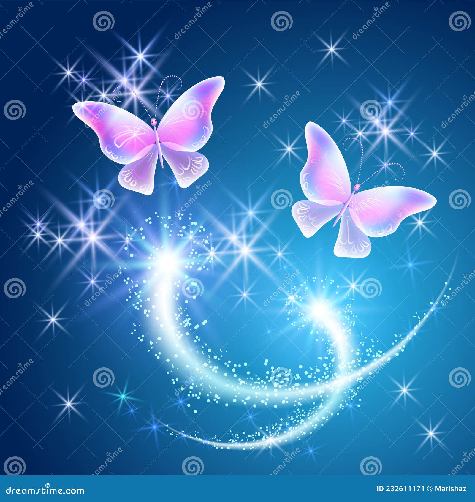Transparent Butterfly with Stars Stock Vector - Illustration of neon ...