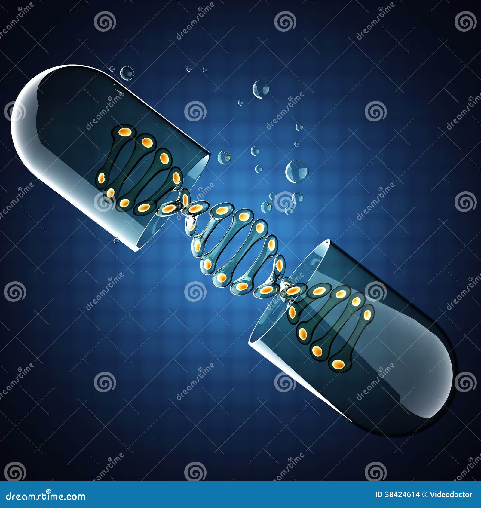 Transparent Capsule on Blue Background Stock Illustration ...