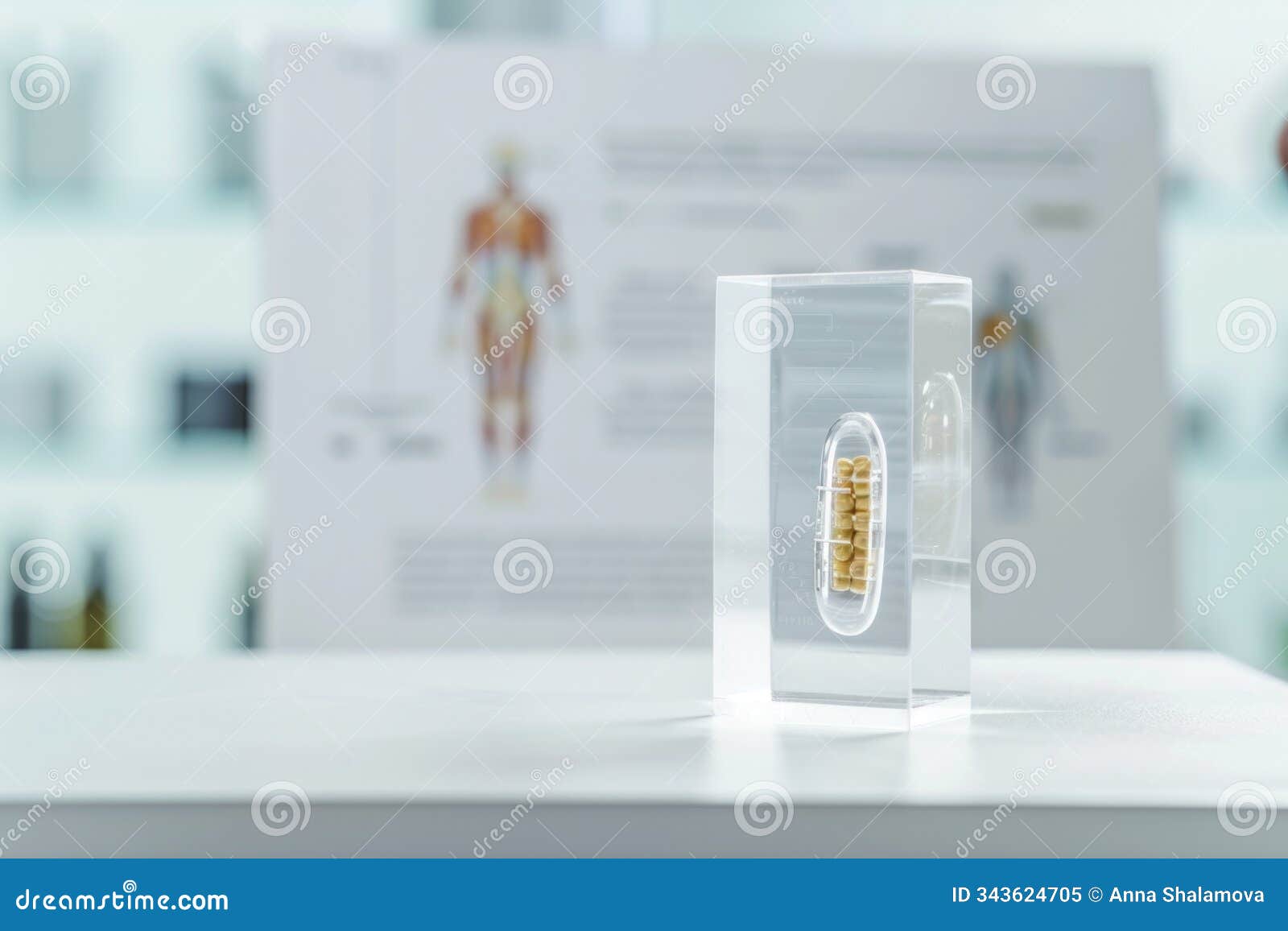 Transparent Capsule Display with Skeletal Model in Modern Medical ...