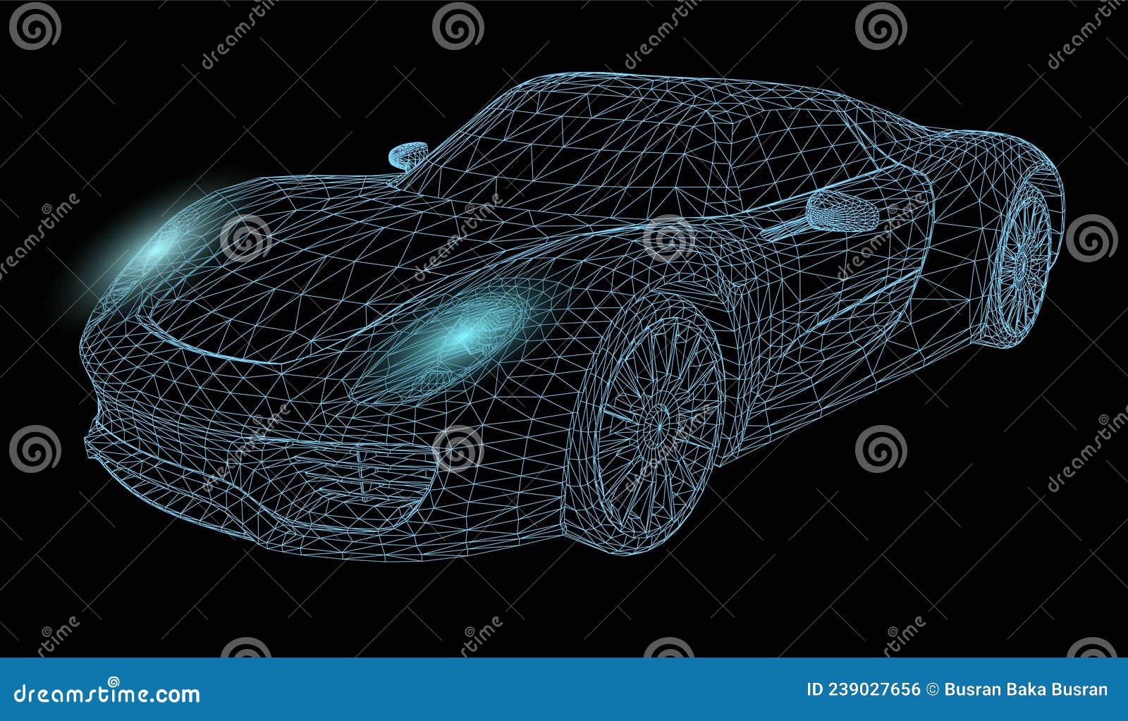 Transparent Car Design, Wire Model.3D Illustration Stock Illustration ...