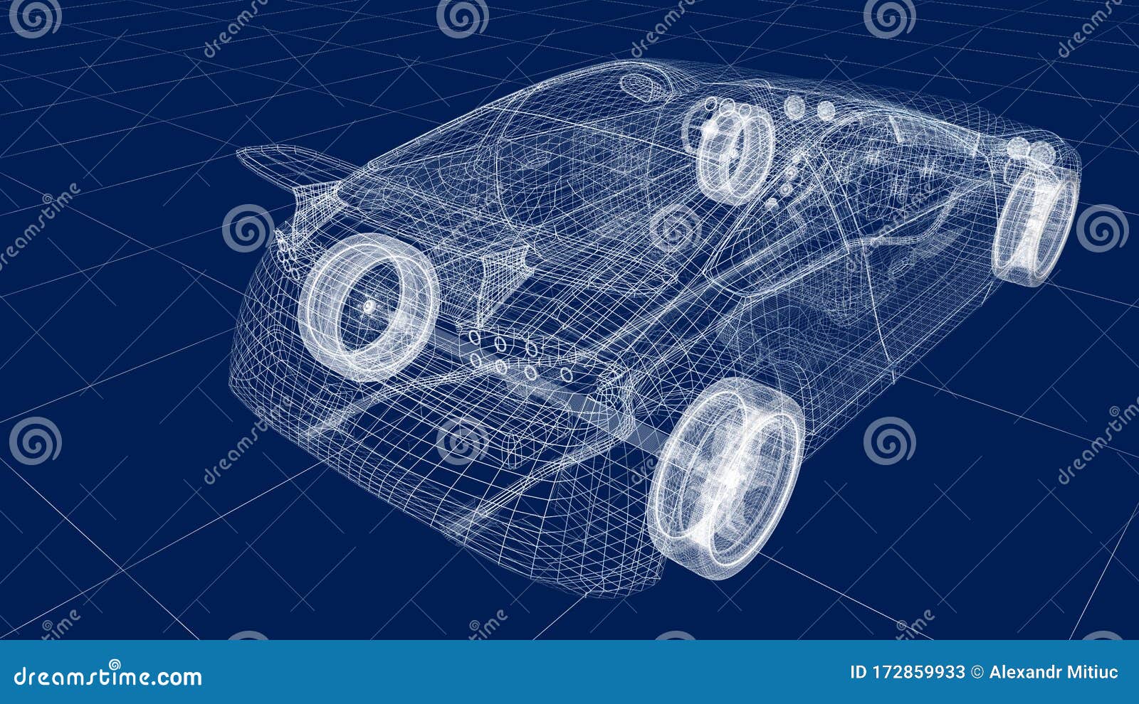 Transparent Car Design, Wire Model.3D Illustration Stock Illustration ...