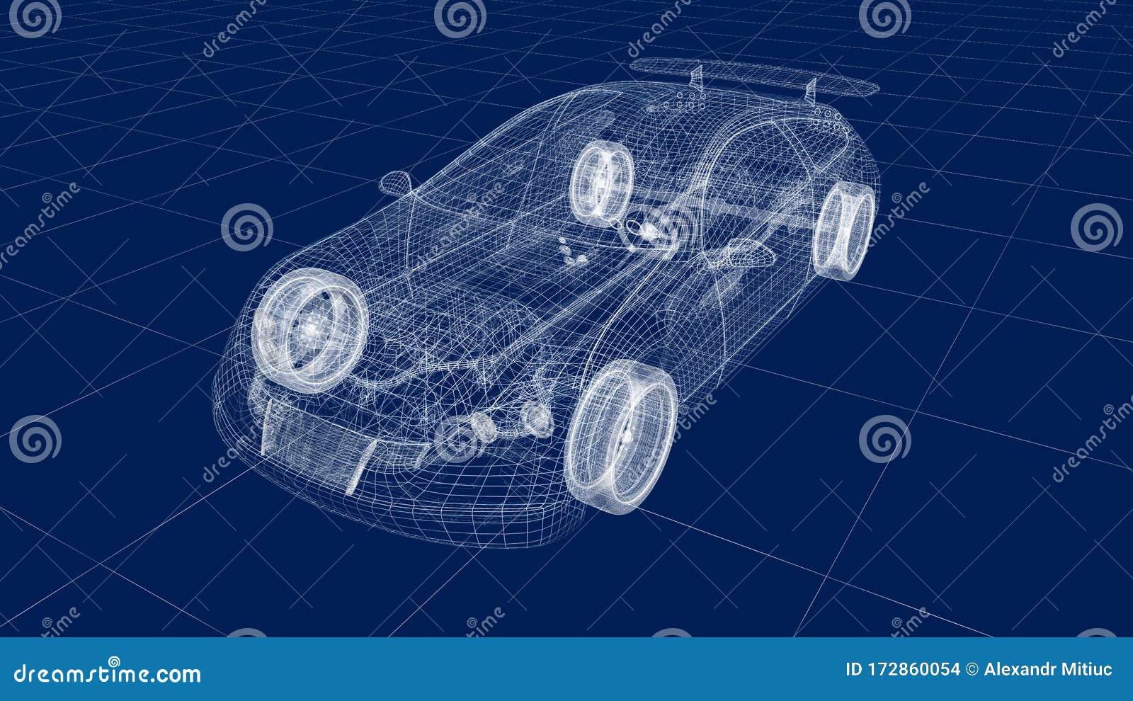 Transparent Car Design, Wire Model.3D Illustration Stock Illustration ...