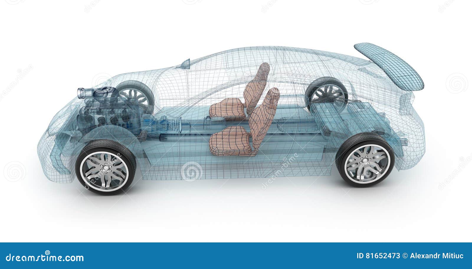 Transparent Car Design, Wire Model.3D Illustration Stock Illustration ...