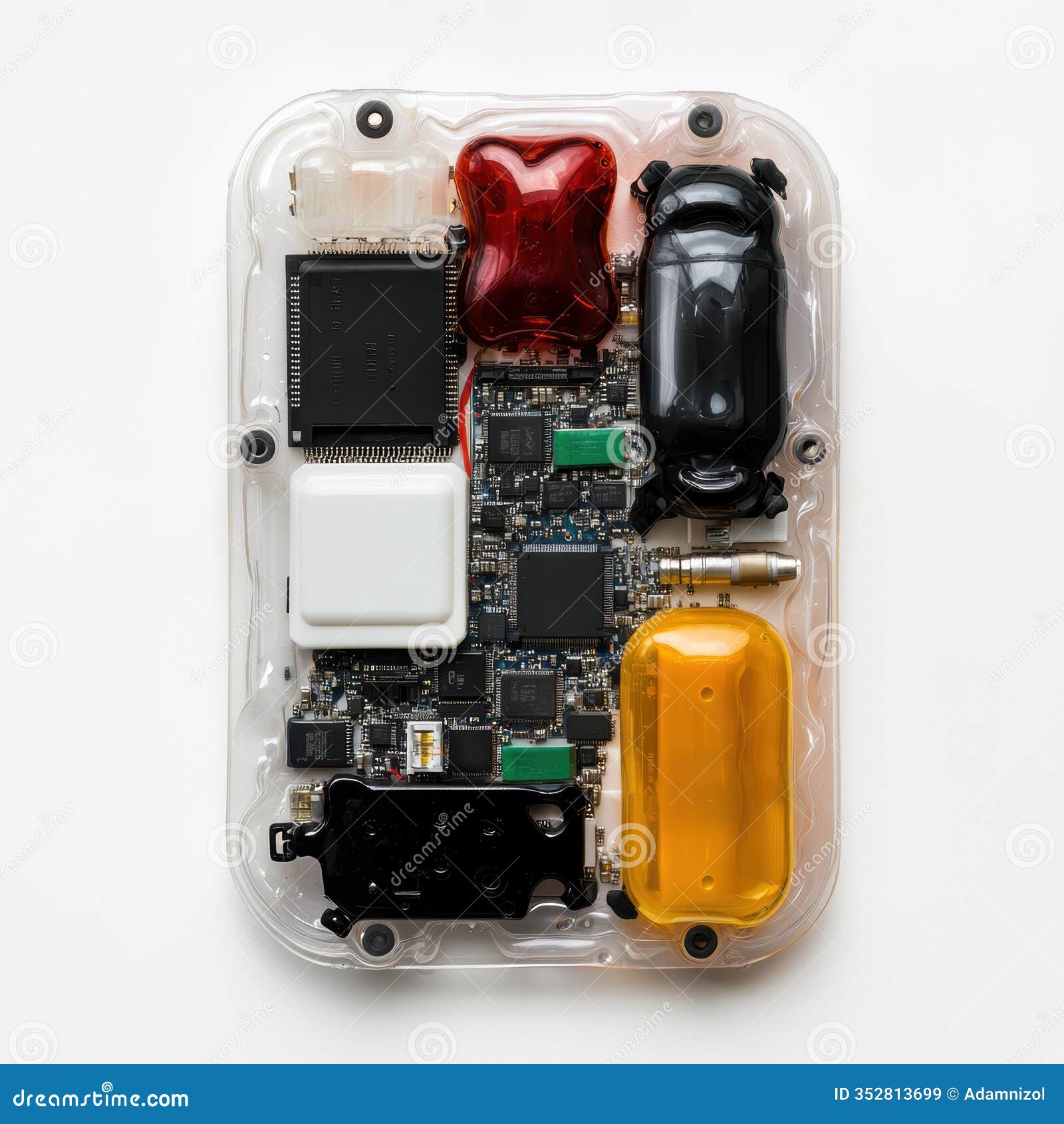 Transparent Casing Reveals The Inner Workings Of A Complex Electronic ...