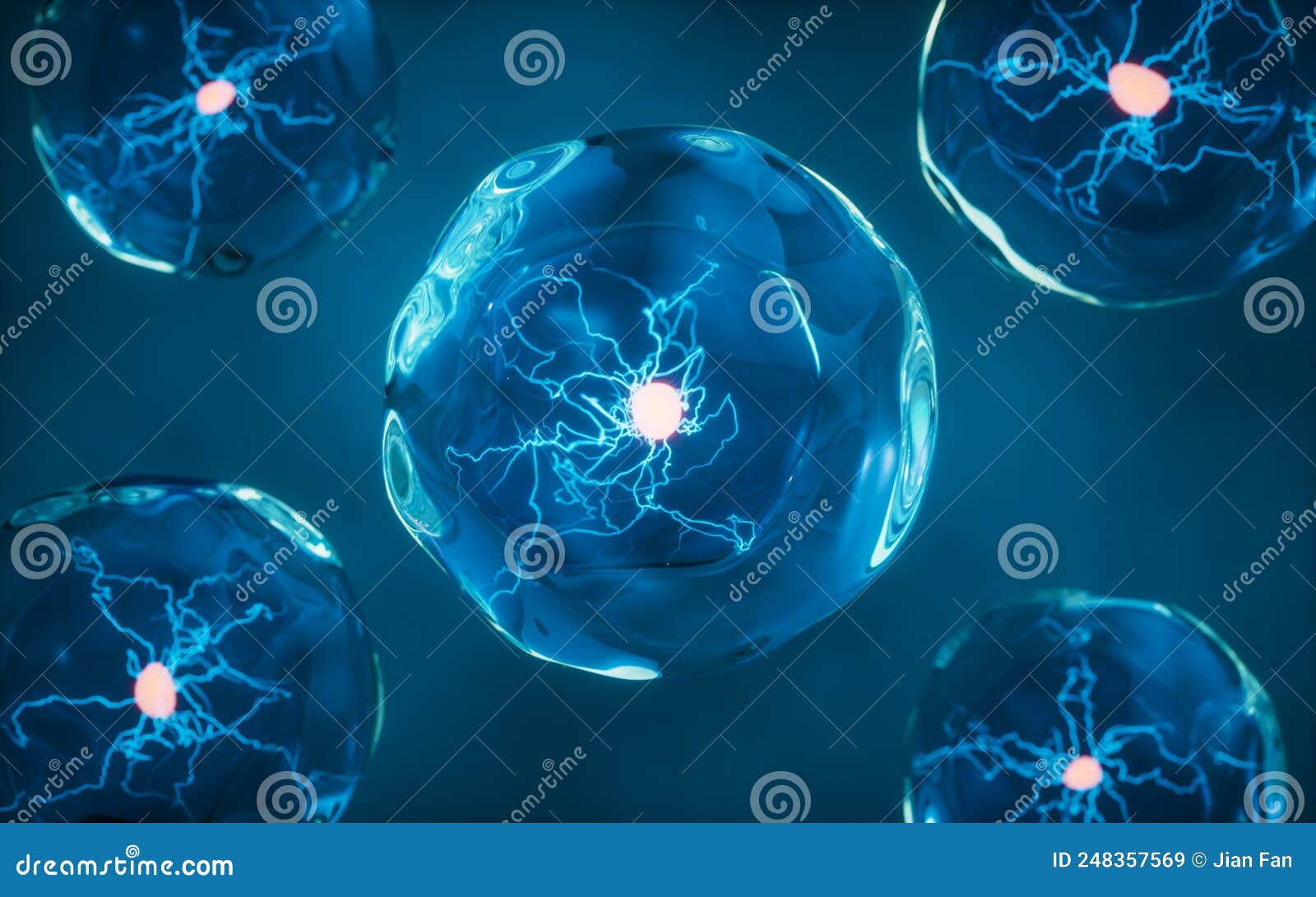 Transparent Cell with Glowing Nucleus Inside, 3d Rendering Stock ...