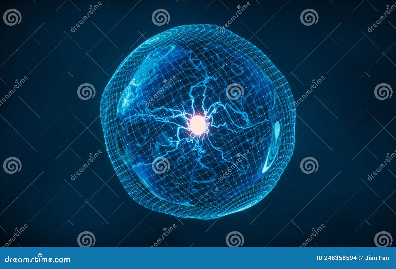 Transparent Cell with Glowing Nucleus Inside, 3d Rendering Stock ...