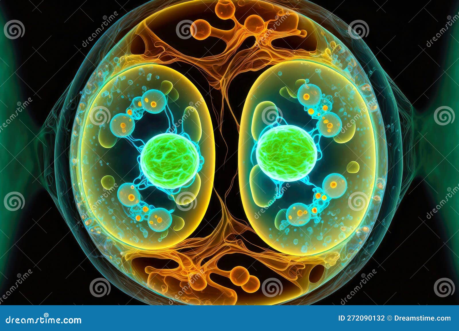 Transparent Cell with Two Nuclei in Process of Cell Division Stock ...