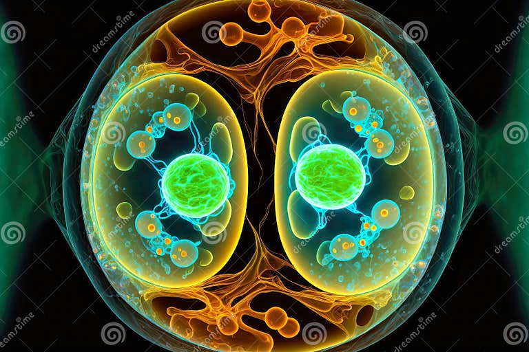 Transparent Cell with Two Nuclei in Process of Cell Division Stock ...