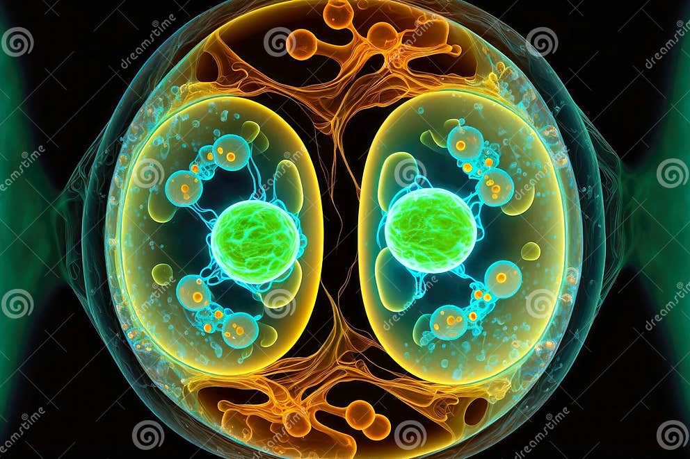 Transparent Cell with Two Nuclei in Process of Cell Division Stock ...