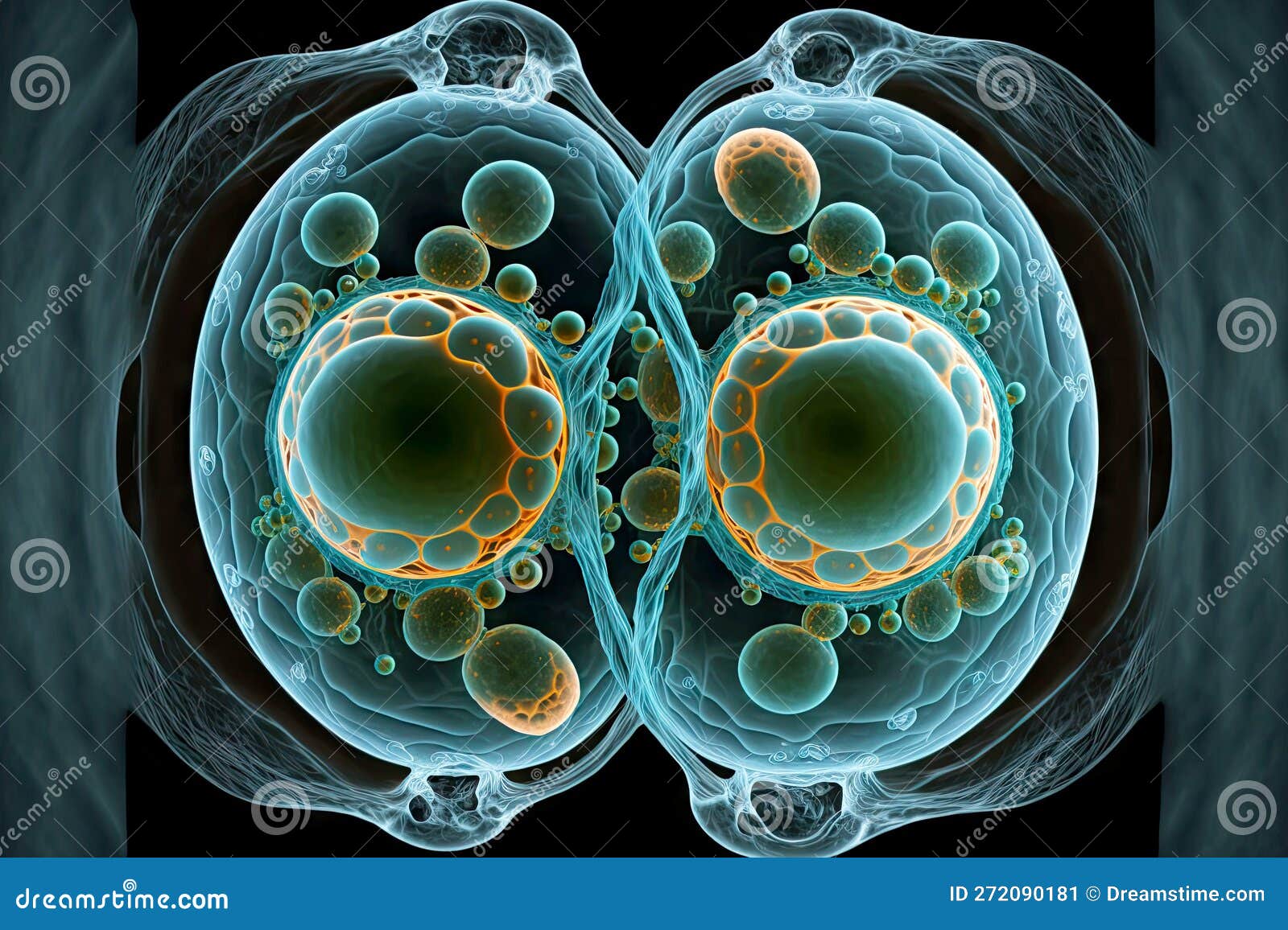 Transparent Cell with Two Nuclei in Process of Cell Division Stock ...