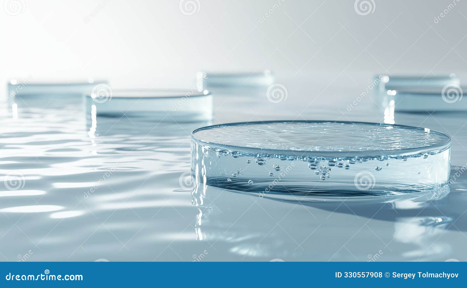 Transparent Circular Objects Floating on a Calm Water Surface with ...