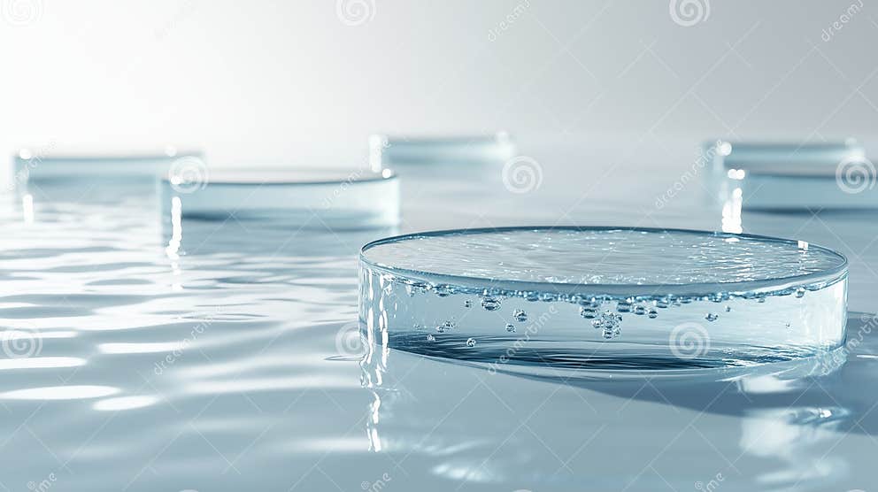 Transparent Circular Objects Floating on a Calm Water Surface with ...