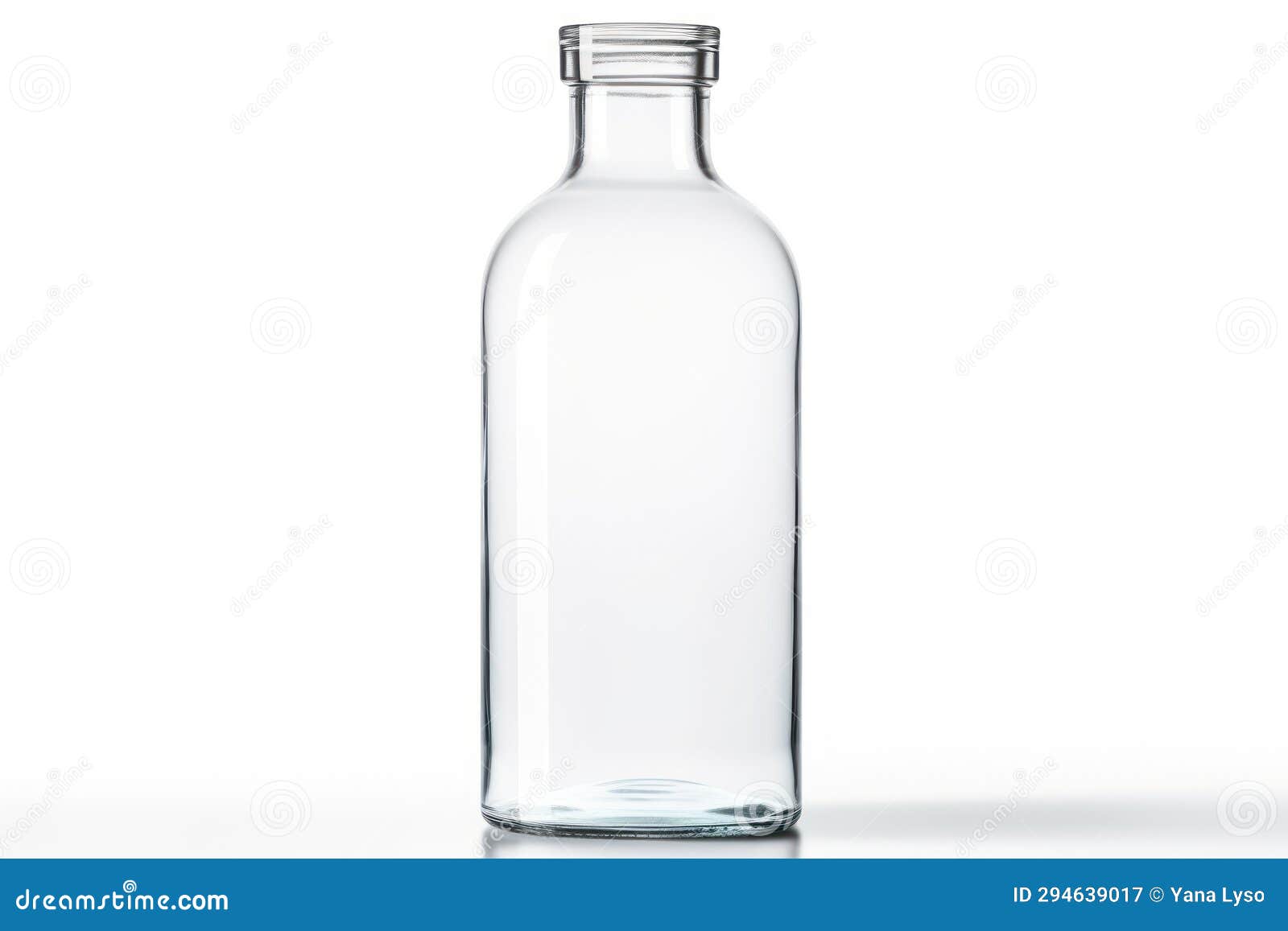 Transparent Clean Empty Glass Bottle without Cap Isolated on White ...