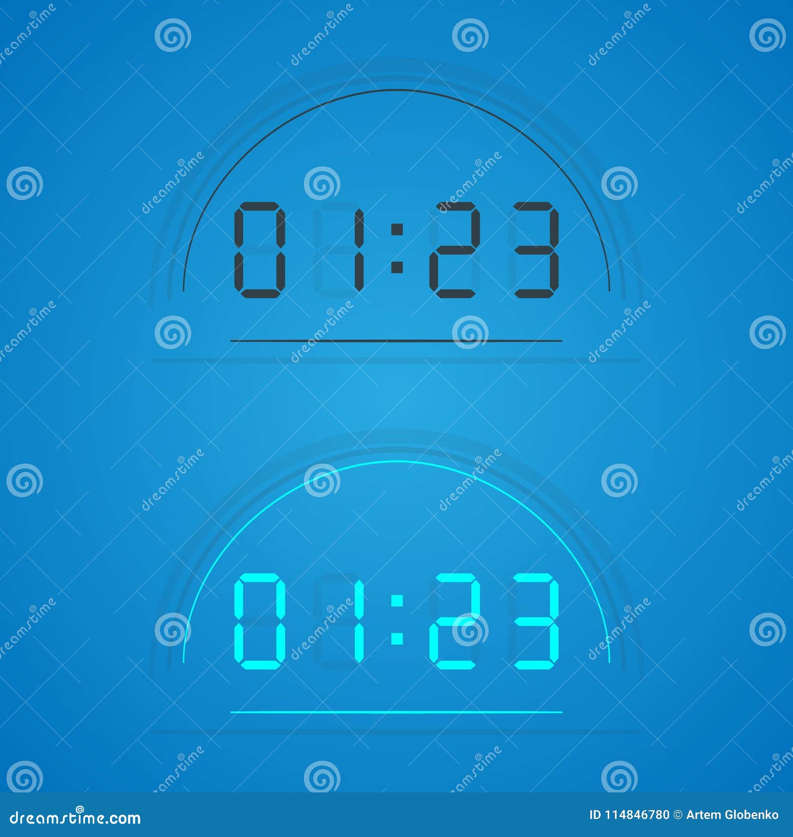 Transparent Clock on Display. Vector. Stock Vector - Illustration of ...