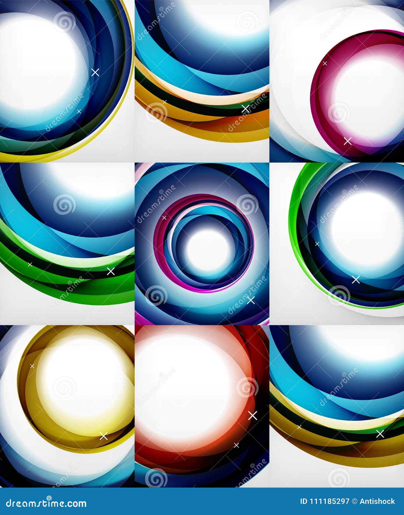 Transparent Color Wave Lines Abstract Background Set, Glossy Glass ...