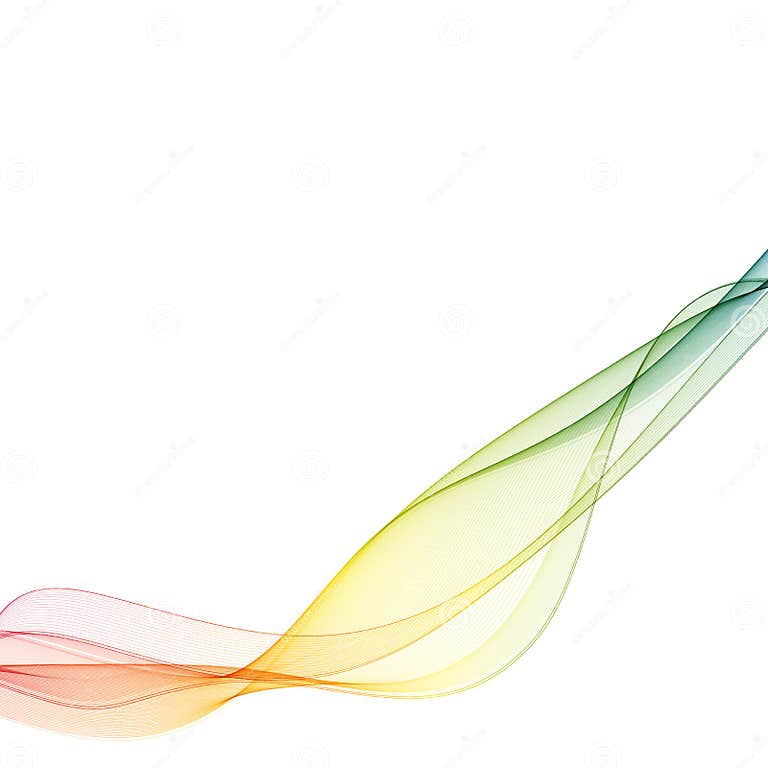 Transparent Colored Vector Wave Flow on a White Background. Vector ...