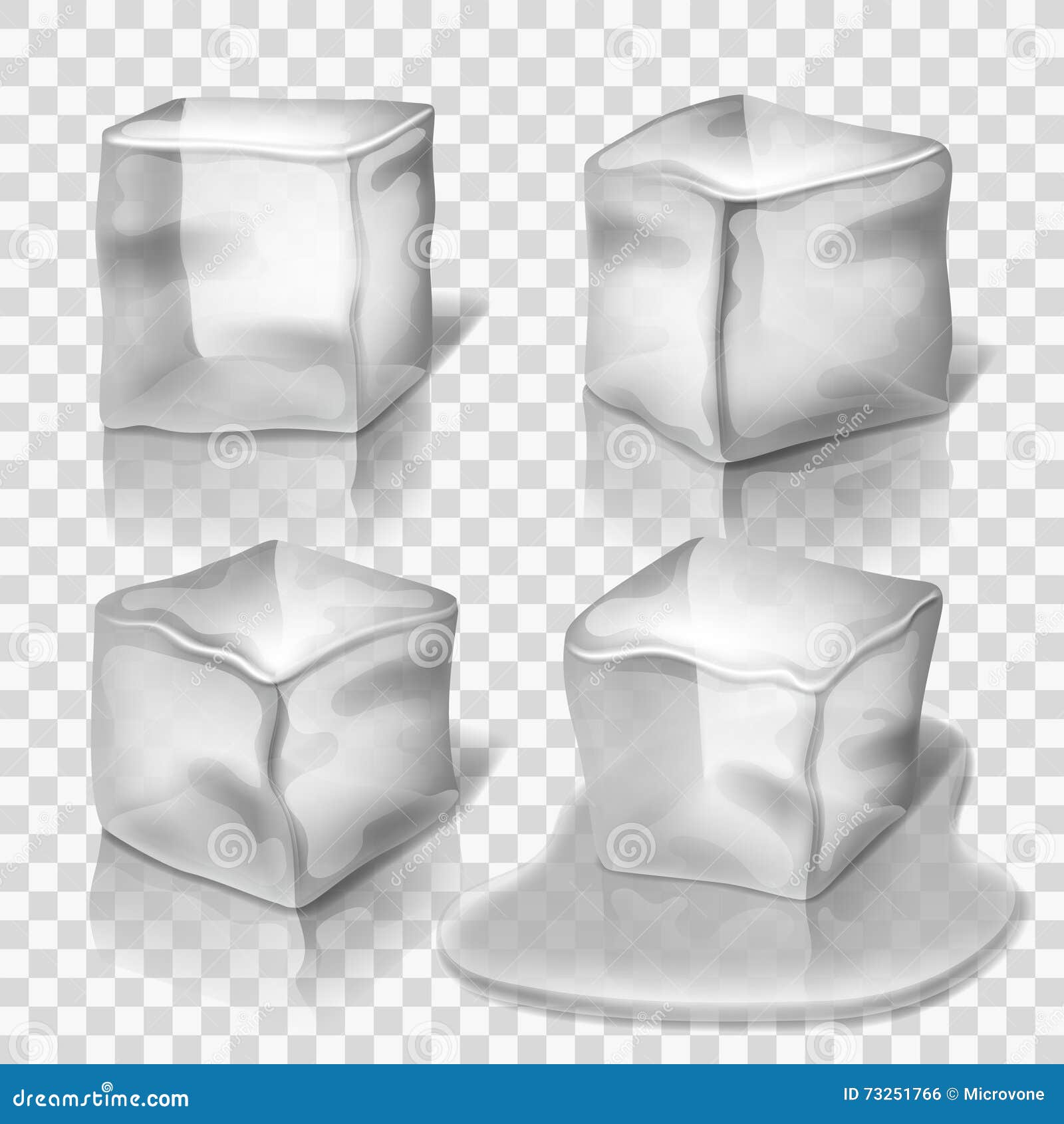 Ice Cubes. Freeze Water With Light Reflection And Splashes Vector ...
