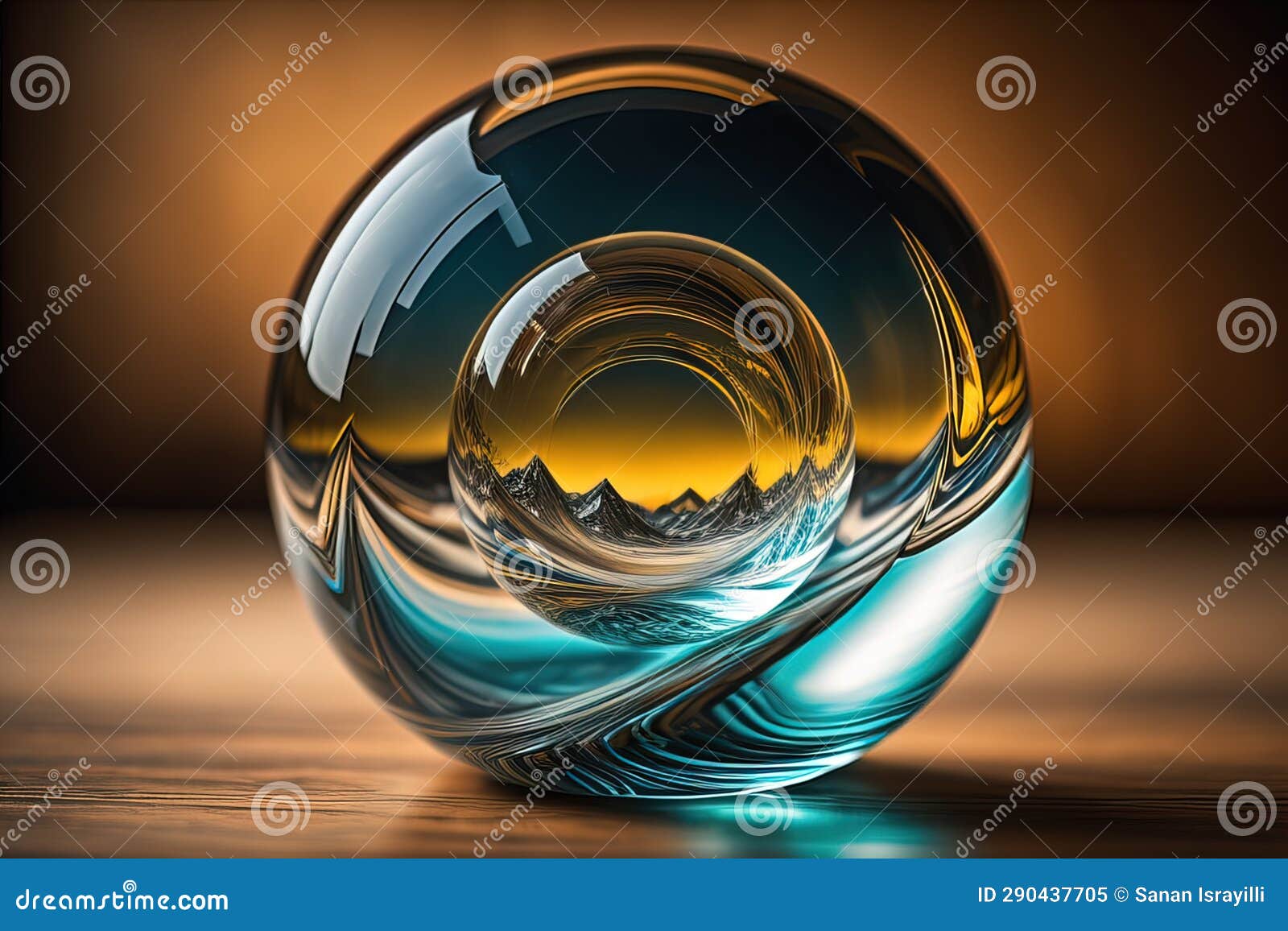 Transparent Crystal Ball on a Wooden Table. Ai Generative Stock ...