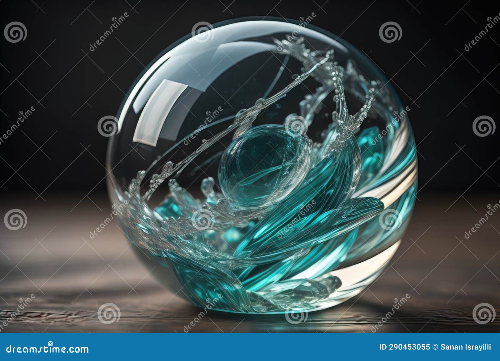 Transparent Crystal Ball on a Wooden Table. Ai Generative Stock Image ...