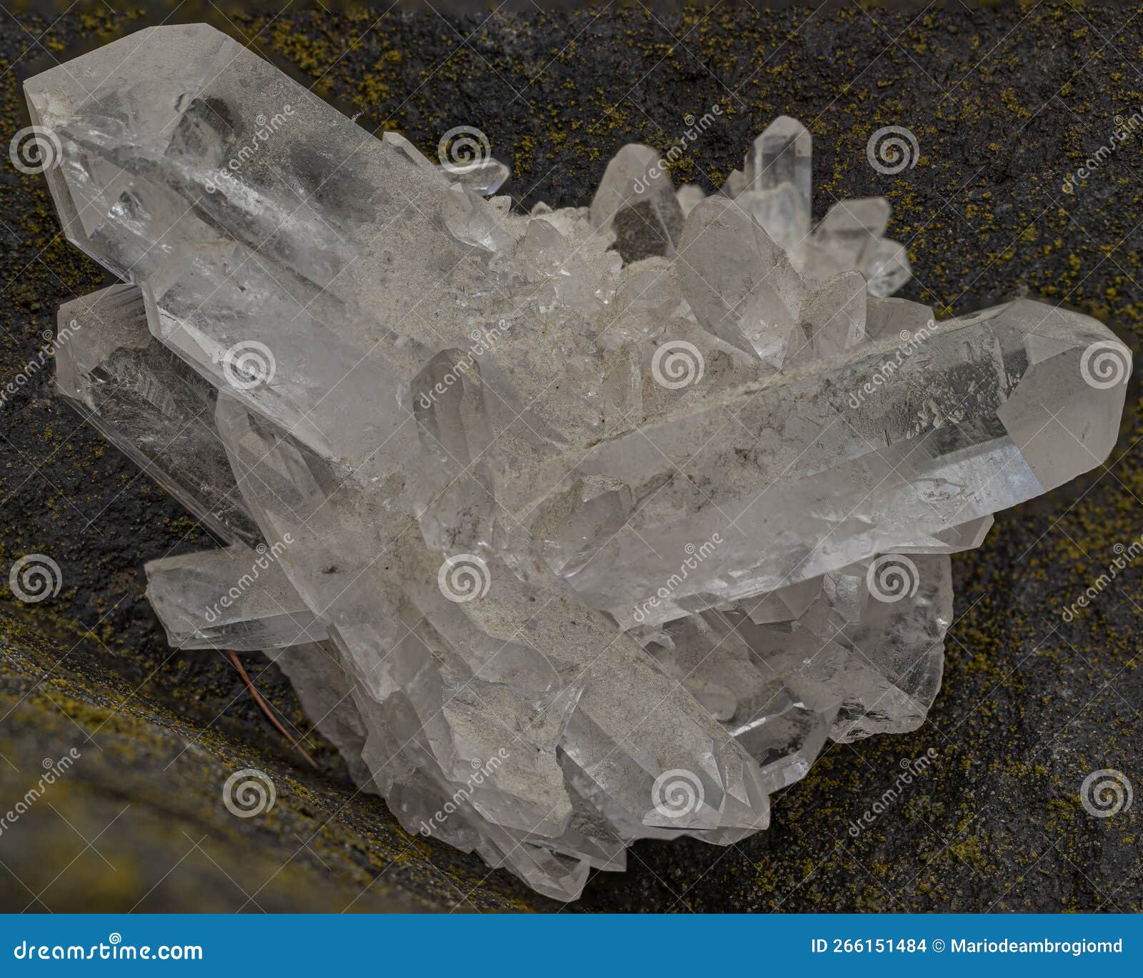 Transparent Crystals of Rock Crystal on Stony Background Stock Photo ...