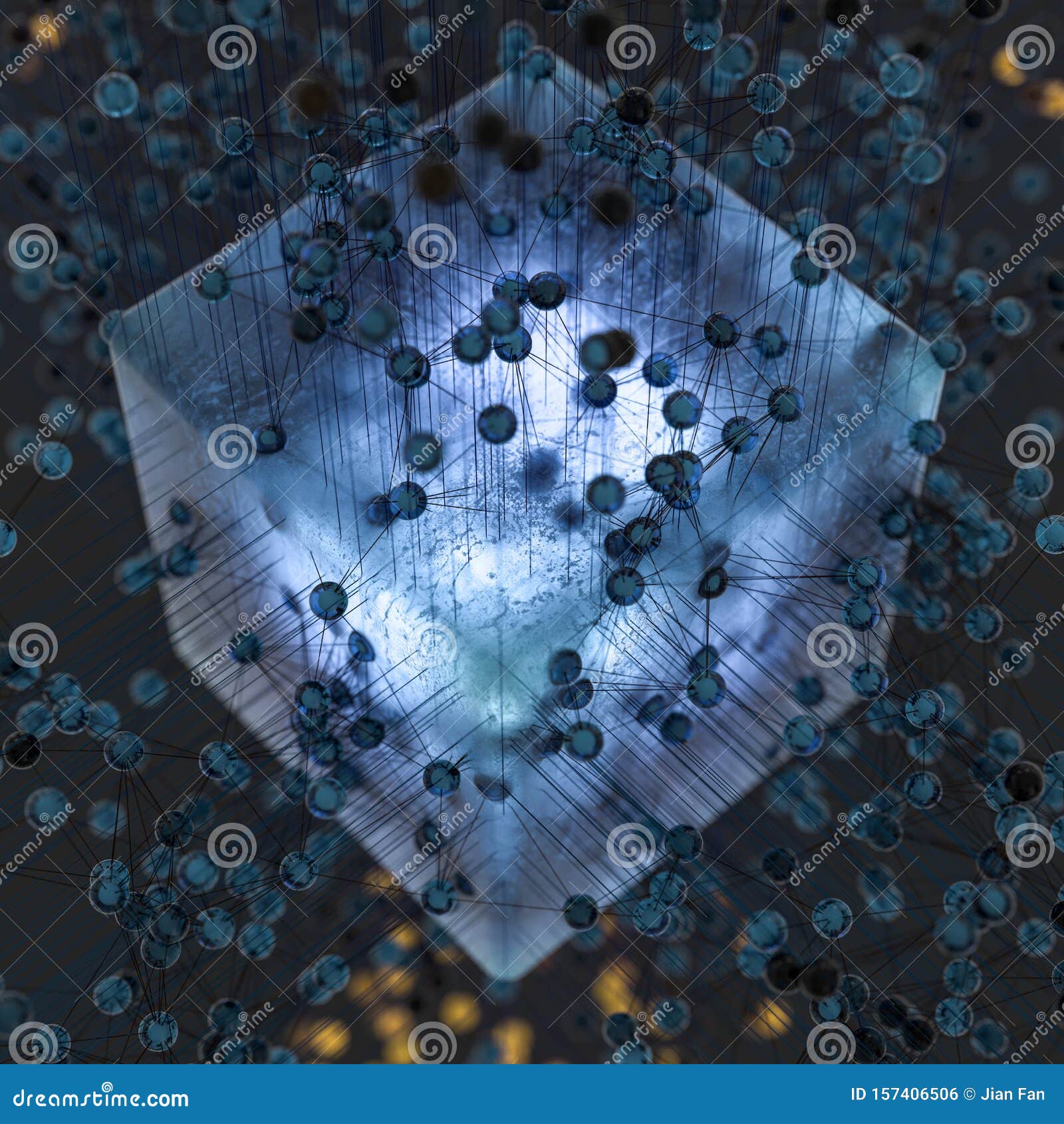 Transparent Cube and Technical Connection, 3d Rendering Stock ...