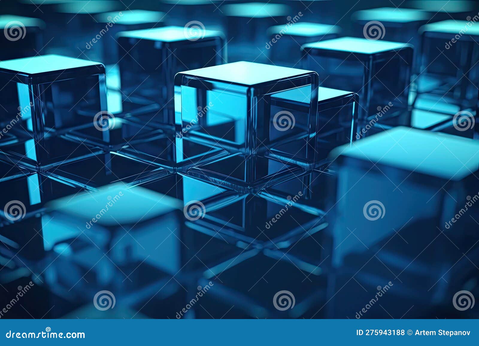Transparent Cubes Background, Blue Glass Cube Pattern, Geometric 3d ...