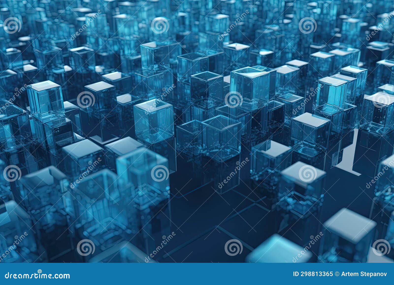 Transparent Cubes Background, Blue Glass Cube Pattern, Geometric 3d ...