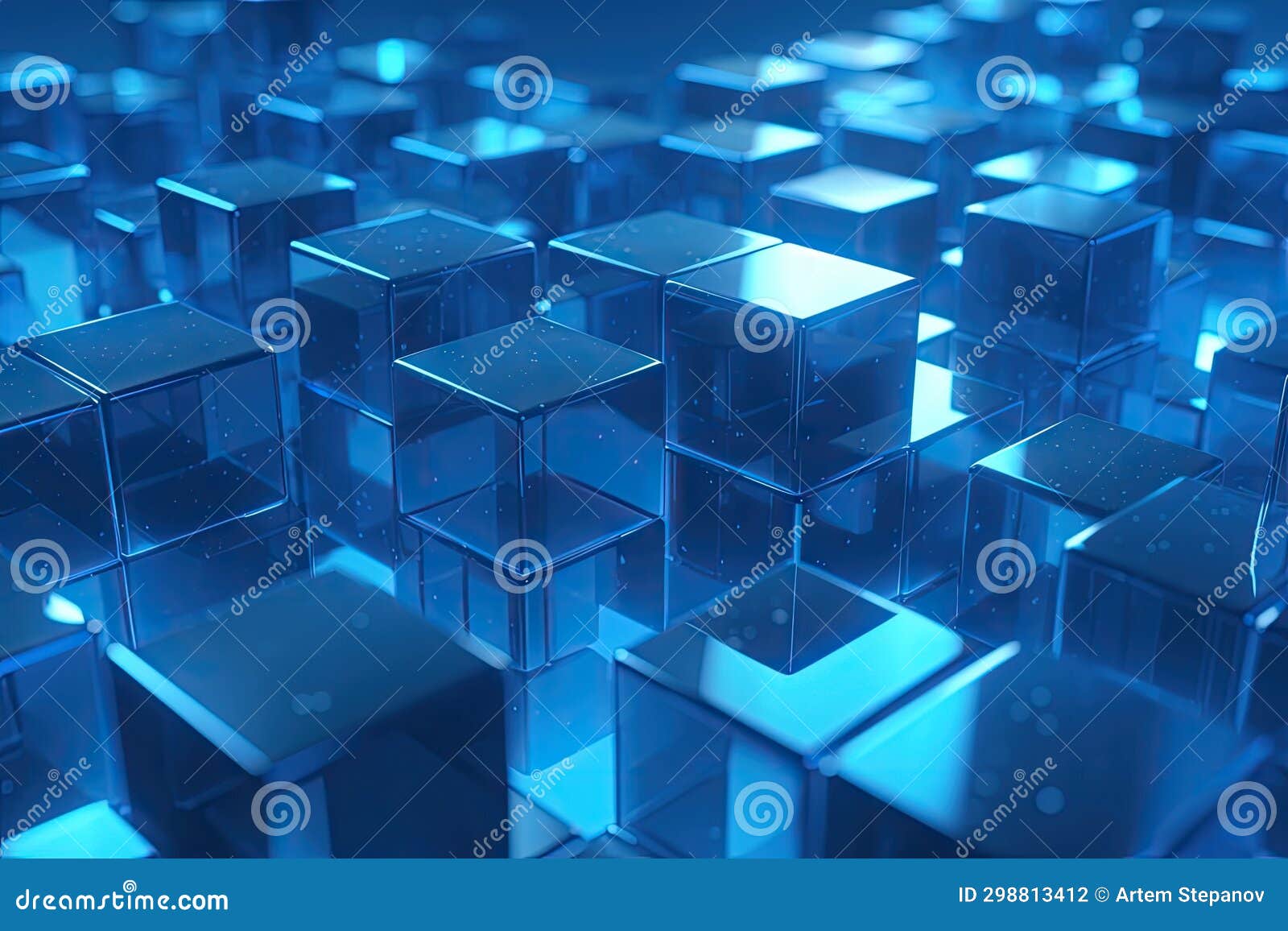 Transparent Cubes Background, Blue Glass Cube Pattern, Geometric 3d ...