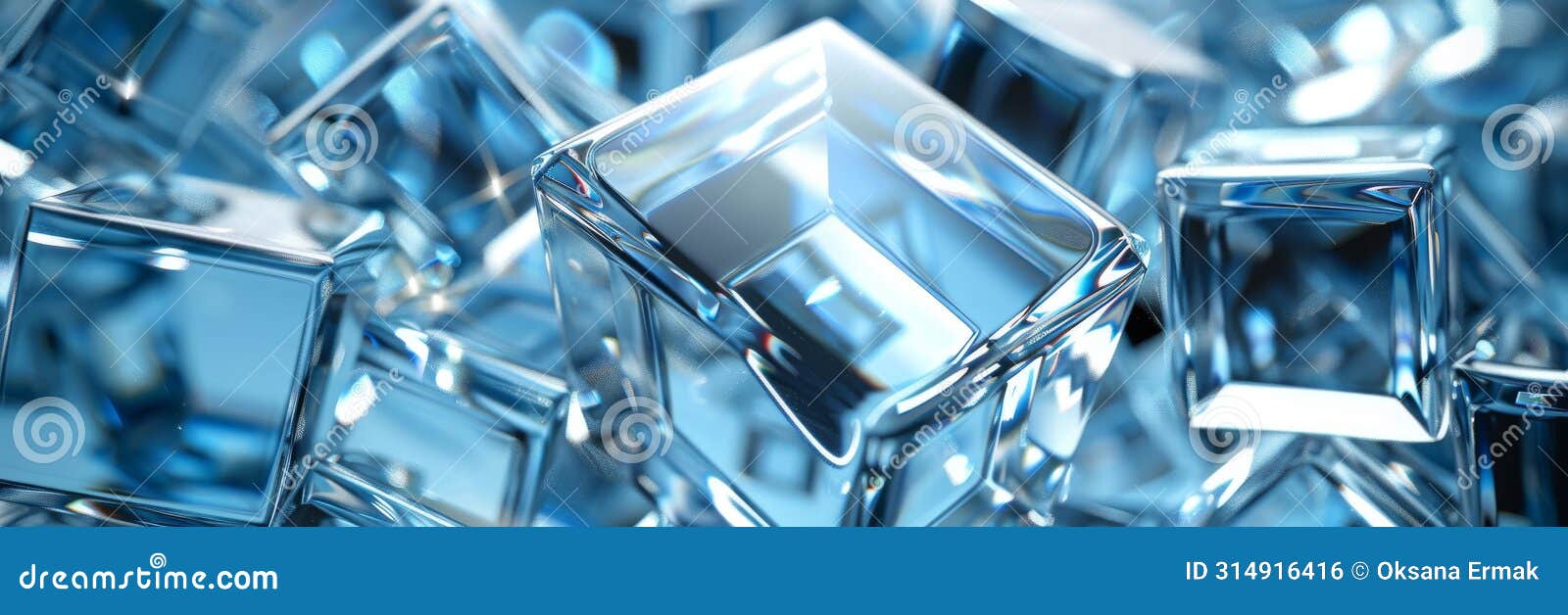 Transparent Cubes Background, Blue Glass Cube Pattern, Geometric 3d ...