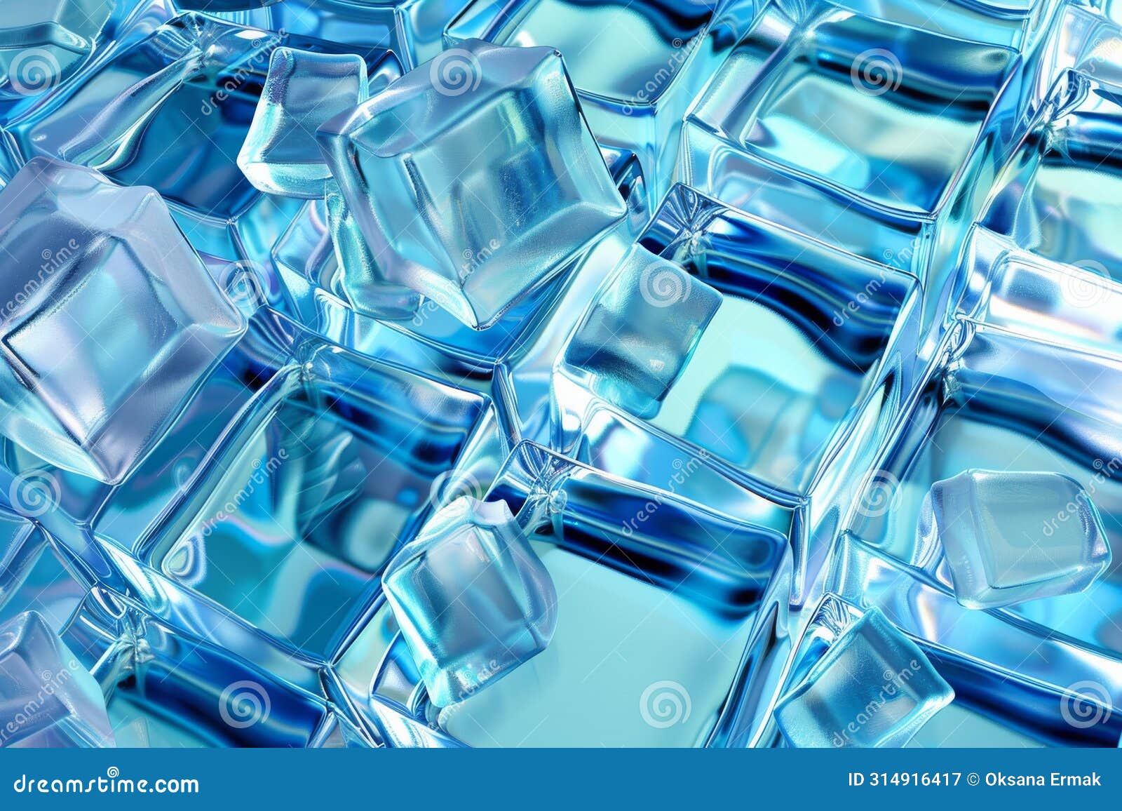 Transparent Cubes Background, Blue Glass Cube Pattern, Geometric 3d ...