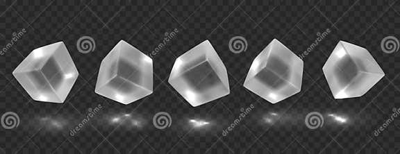 Transparent Cubes in Different Angles with Reflection. Isolated Glossy ...