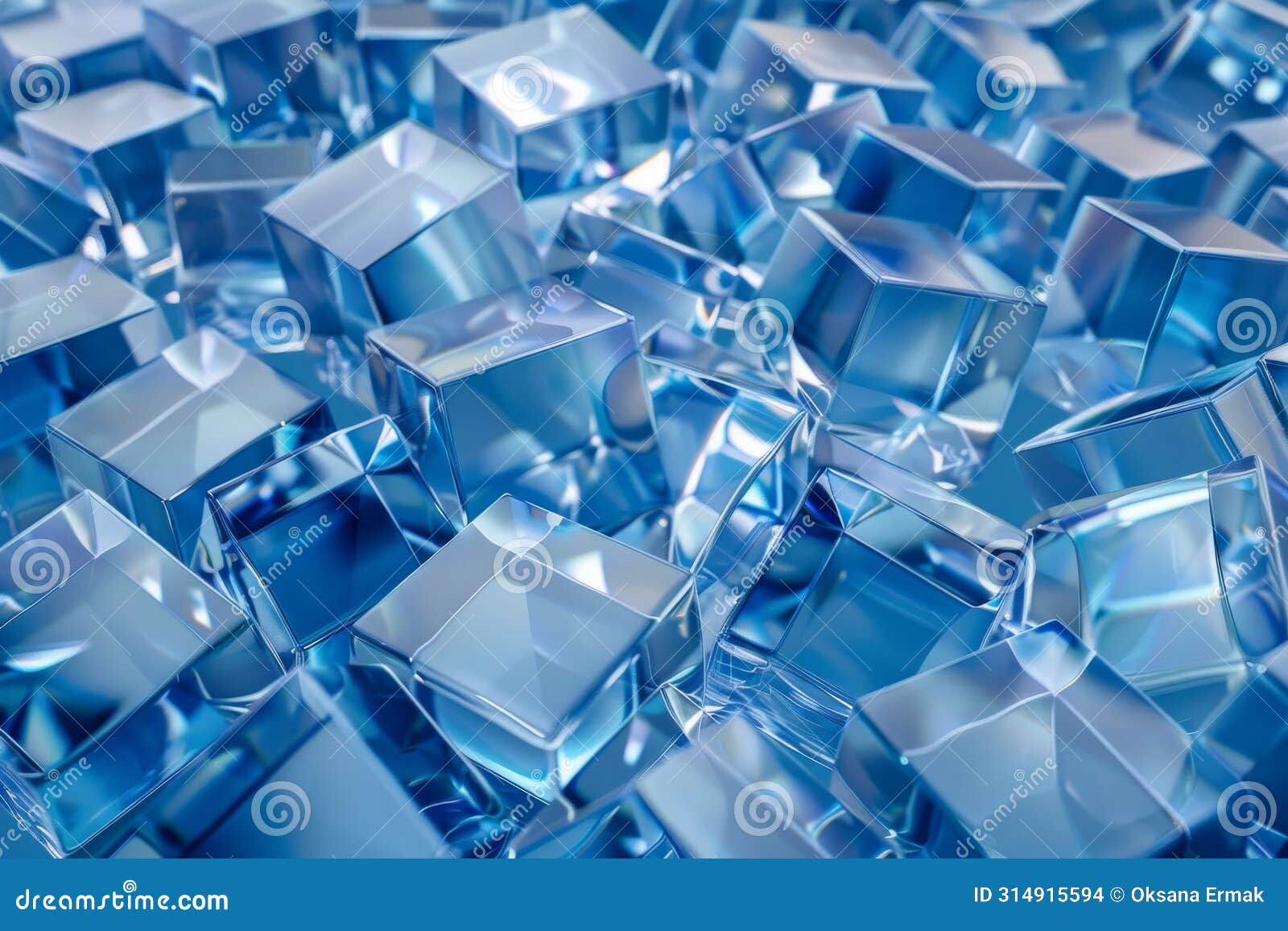 Transparent Cubes Pattern, Blue Glass Cube Background, Geometric 3d ...