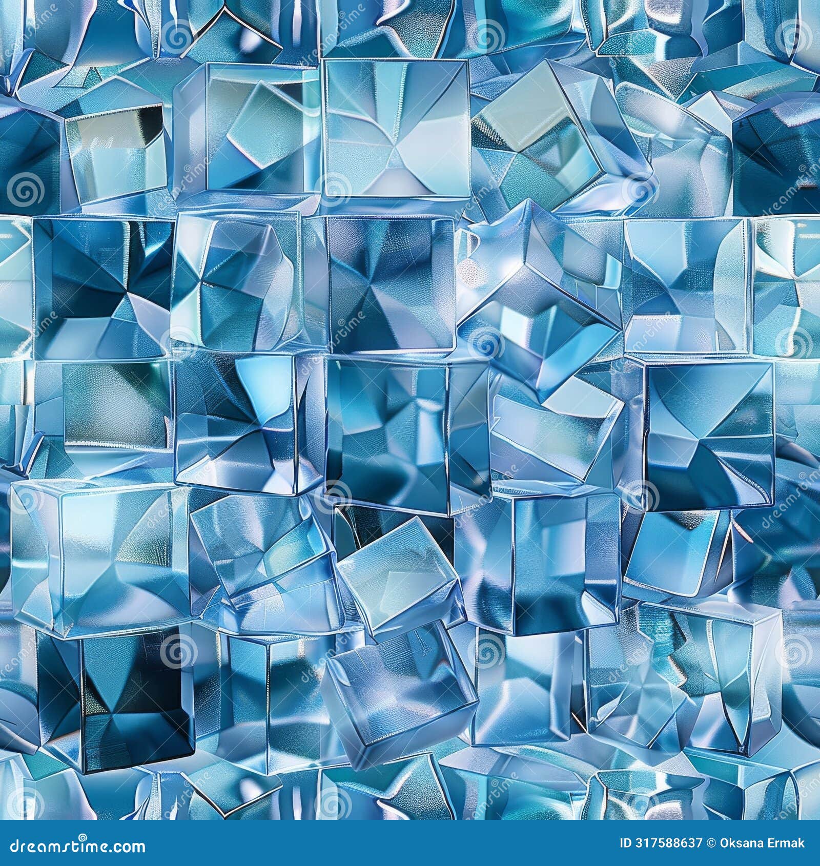 Transparent Cubes Pattern, Blue Glass Cube Background, Geometric 3d ...